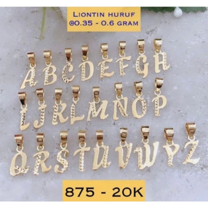 Jual Liontin Latin Polos Inisial Huruf Koleksi Josean Elegant Emas Asli ...