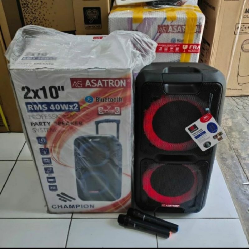 Jual Speaker portable meeting Wireless ASATRON CHAMPION 2x10 inch ...