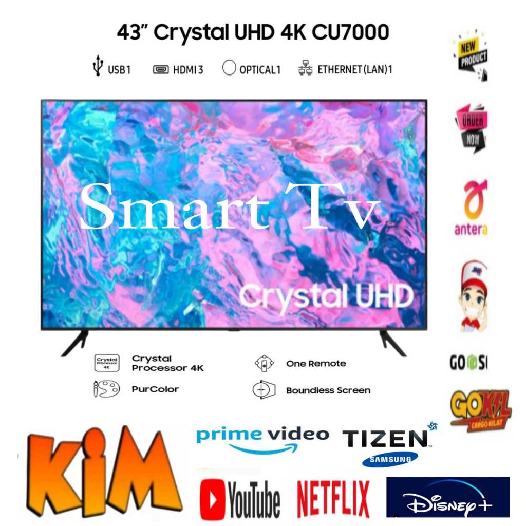 Jual SAMSUNG 43CU7000 SMART LED TV 43 inch Crystal UHD 4K - UA43CU7000K / 43AU7002 / 43DU7000 ...