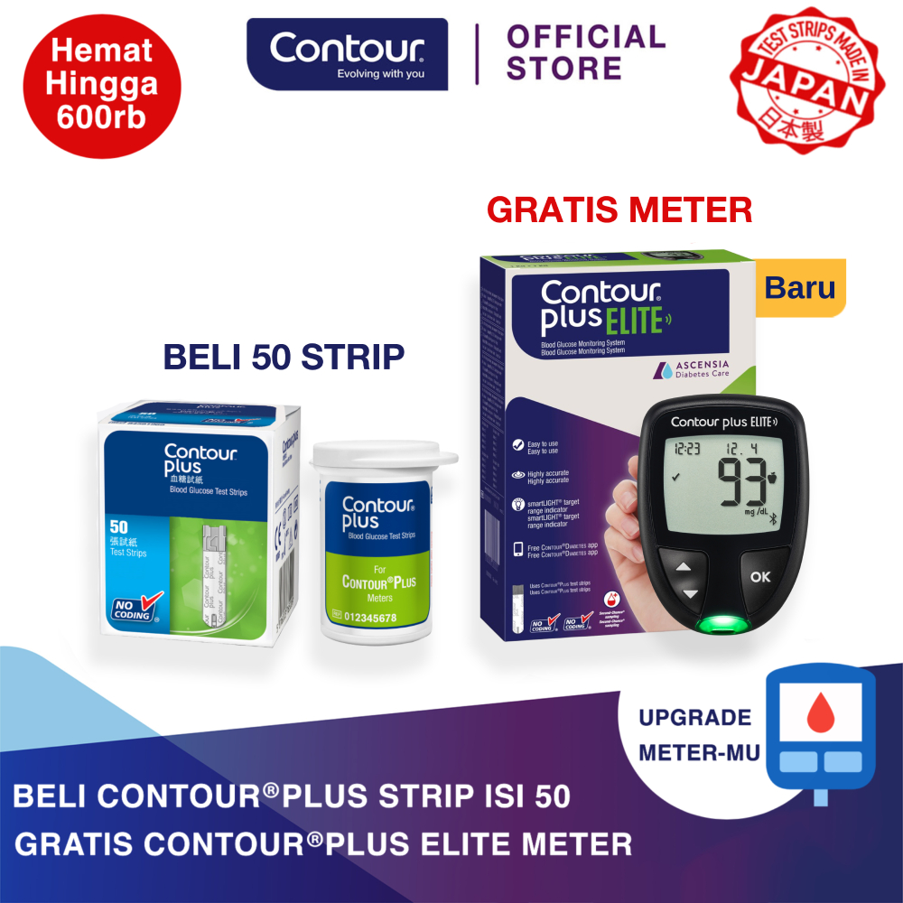 Jual Contour Plus Strip isi 50 GRATIS Contour Plus Elite alat cek gula ...