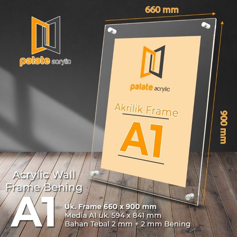 Jual Acrylic Wall Frame A1 / Akrilik Dinding Poster A1 Bening 2MM | Shopee Indonesia