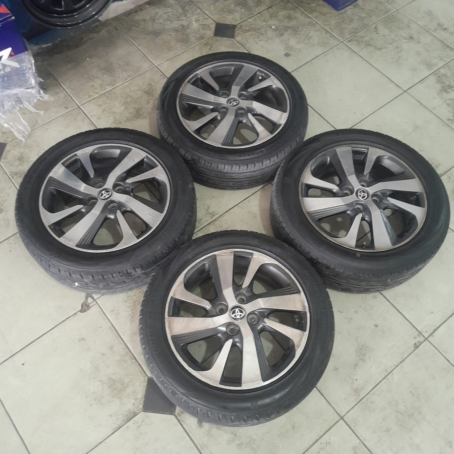 Jual velg mobil bekas std original yaris trd ring 6 lebar 6 et53 pcd 4x100 ban bs 195/55 r16 ...