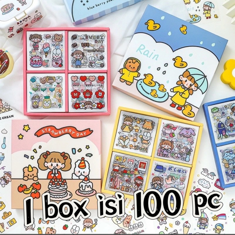 Jual sticker aesthetic - diy project sticker set box multi surface cute ...
