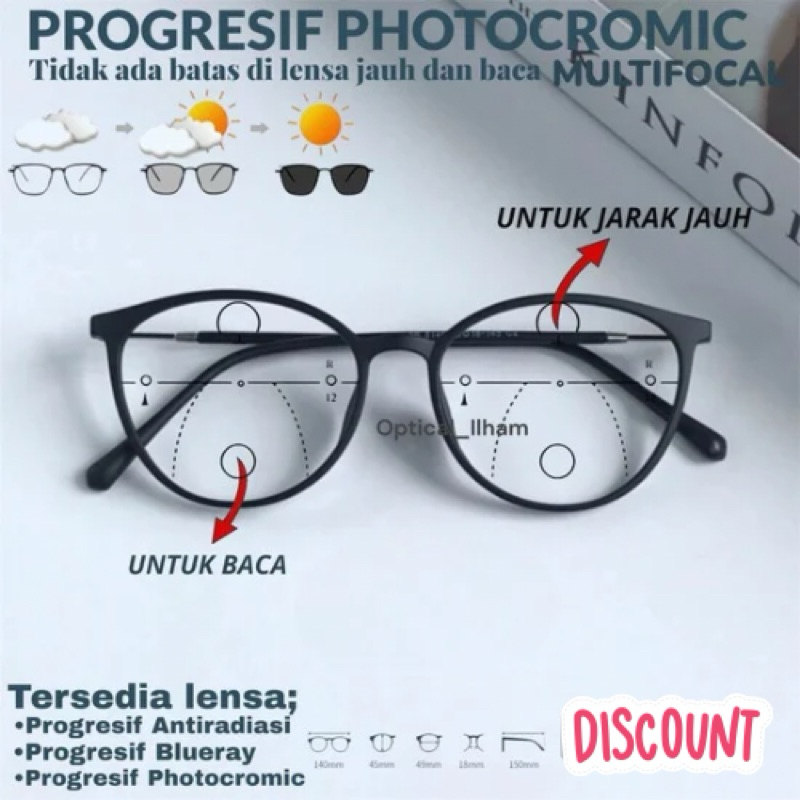 Jual (LENSA TERBAIK)Kacamata Progresif Photochromic Wanita | Kacamata ...