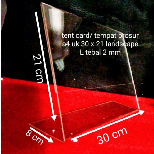 Jual akrilik tent card tempat brosur A4 uk 30 x 21 cm model landscape L ...