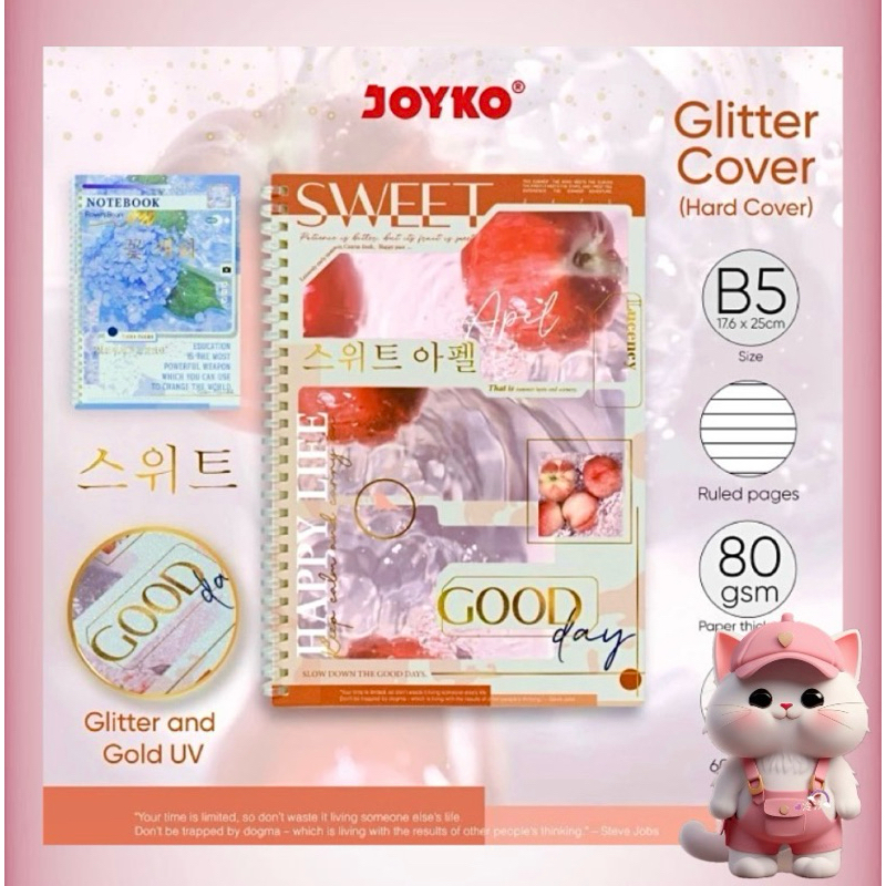 Jual N182 Korean Glitter Notebook Joyko B5 / Buku Tulis Bergaris Ruled ...