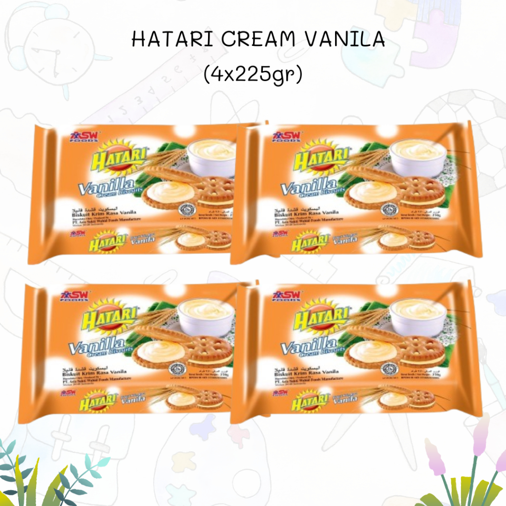 Jual HATARI BISKUIT CREAM VANILA 4x225gr (1Pack) | Shopee Indonesia