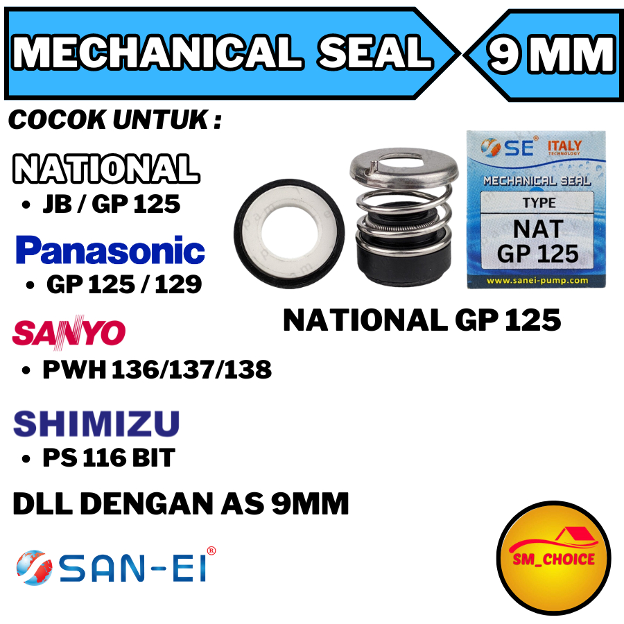 Jual SAN EI MECHANICAL SEAL NATIONAL GP 125/125 SIL MEKANIK POMPA NASIONAL 125 N100/GP125 ...