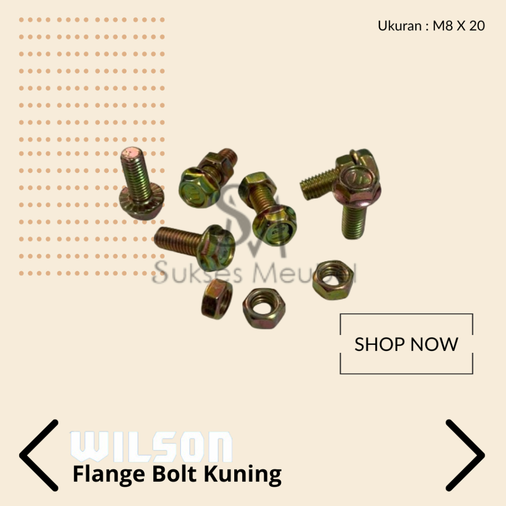 Jual BFP KUNING M8X20 BAUT MUR SIKU LUBANG FLANGE BOLT M8 X 20 MERK WILSON | Shopee Indonesia