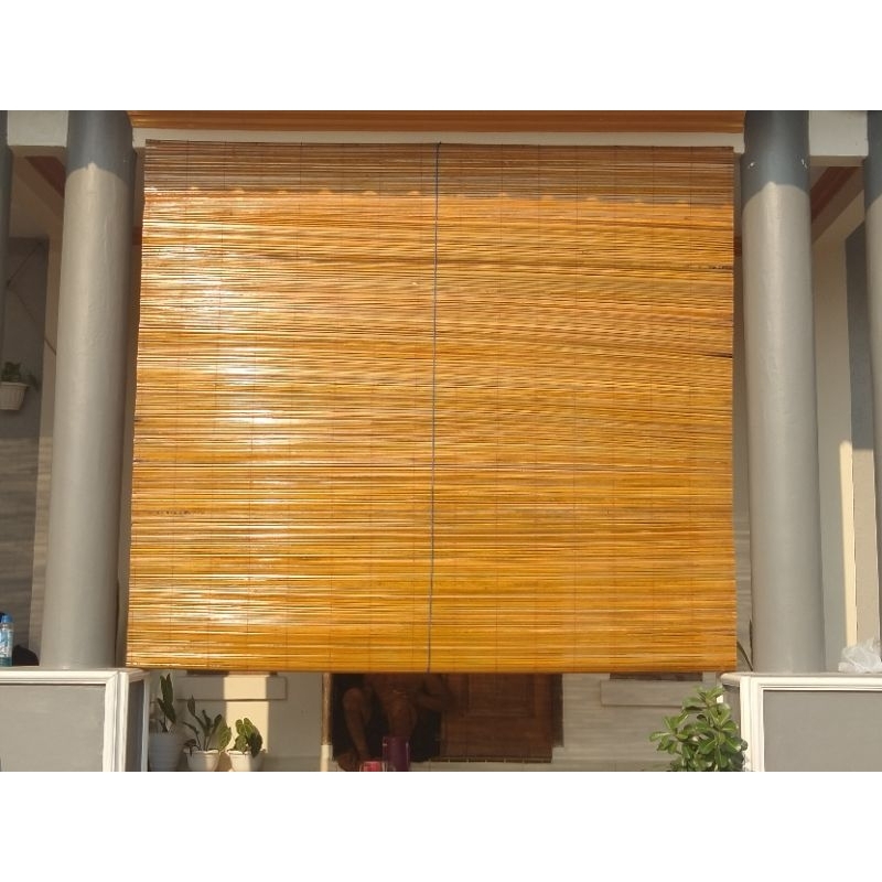Jual tirai krey/bambu/rotan/pelepah sawit plituran+komplit kerekan anti nonor uku 200x170 ...