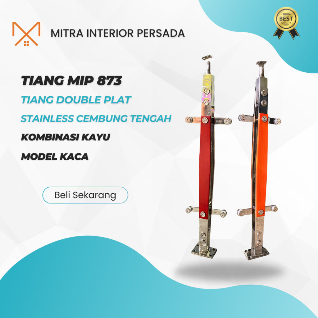 Jual Tiang railing tangga kaca double plat cembung kilap atau doff ...