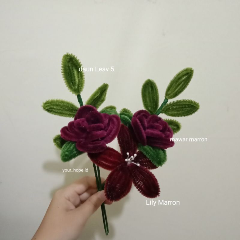Jual PAKET BUNGA BULU KAWAT ISIAN BUKET BUNGA MAWAR DAN LILY MARRON ...