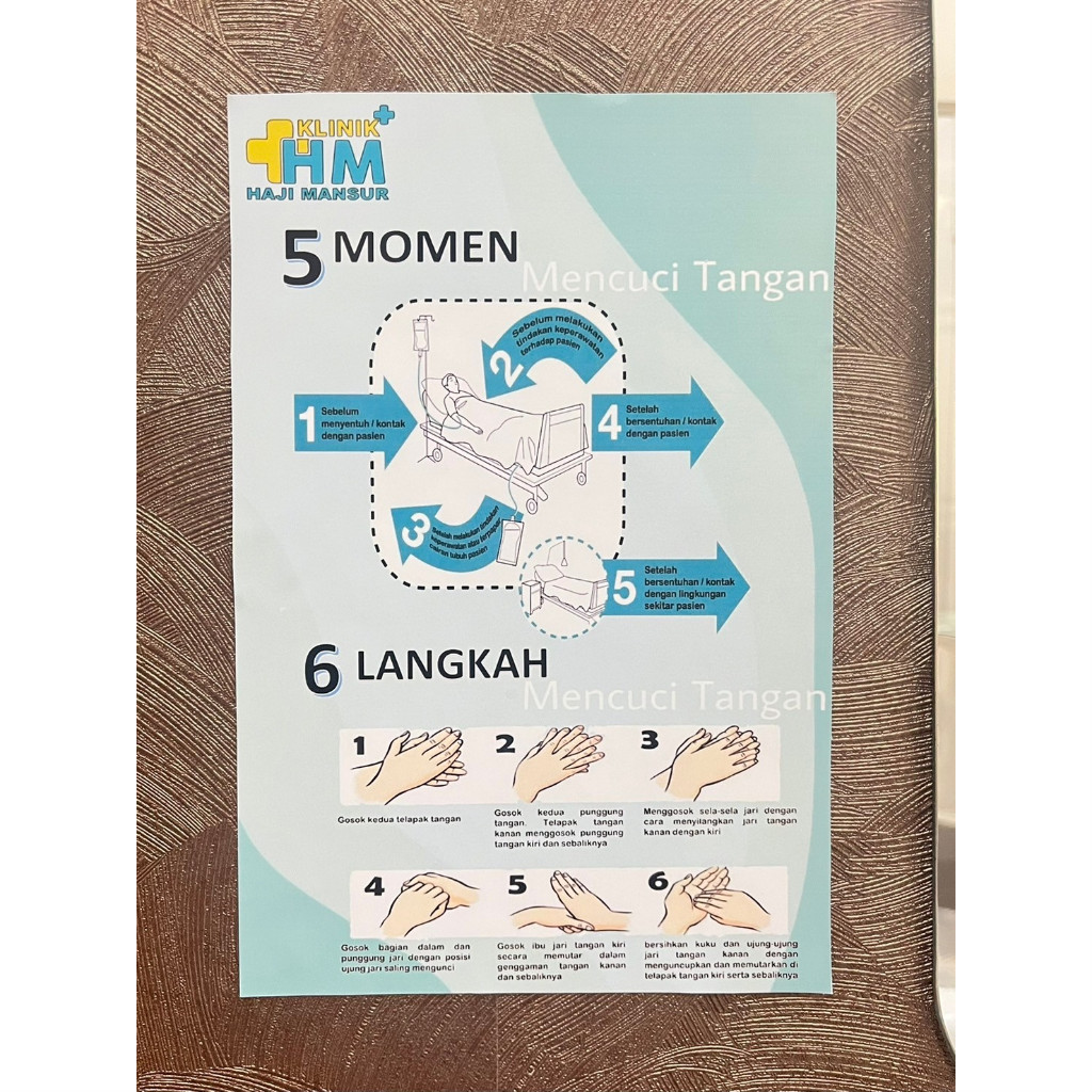 Jual 5 momen cuci tangan 6 langkah cuci tangan stiker indoor | Shopee ...