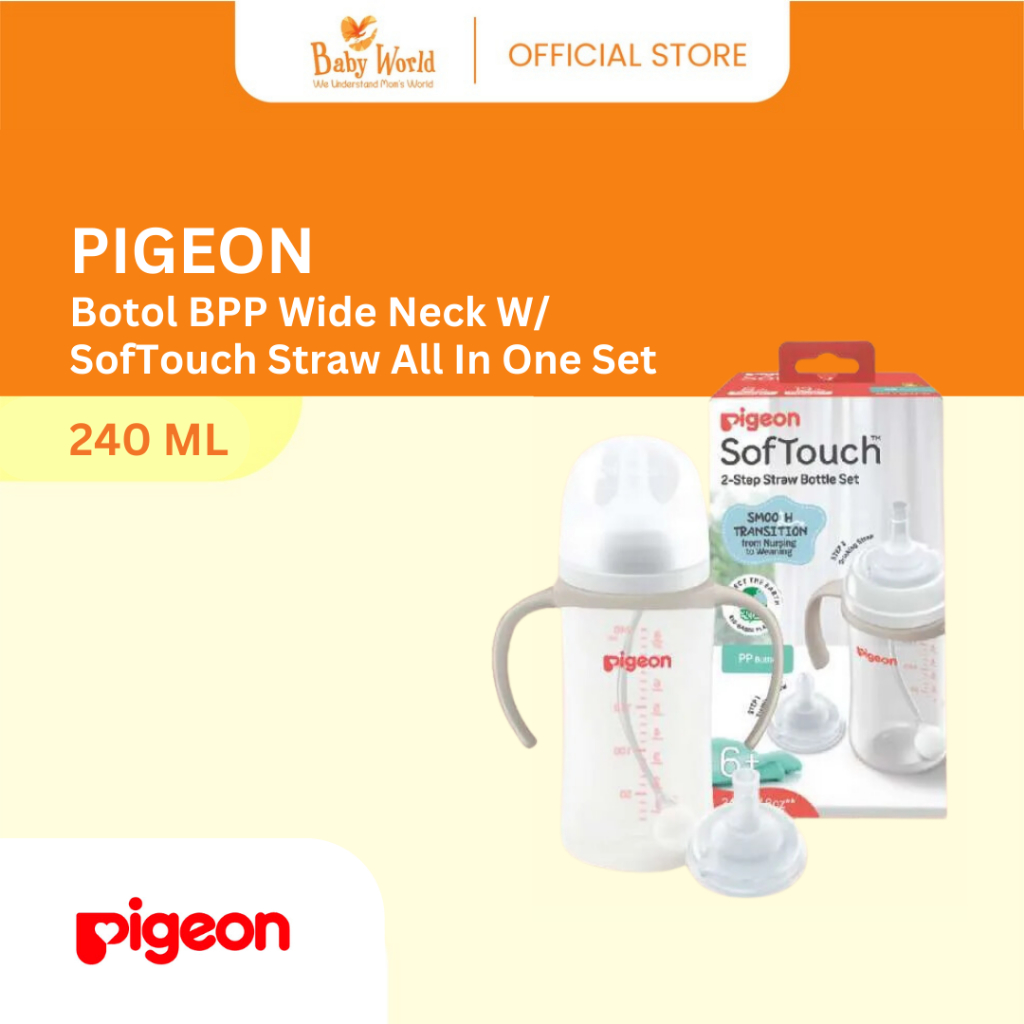Jual PIGEON BOTOL BPP WIDE NECK 240 W/SOFTOUCH STRAW ALL IN ONE SET ...