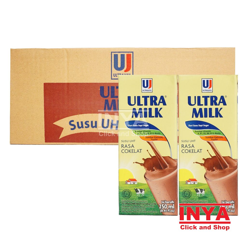 Jual Ultra Milk Susu UHT Rasa Cokelat 24x250ml BOX - Susu Kemasan ...