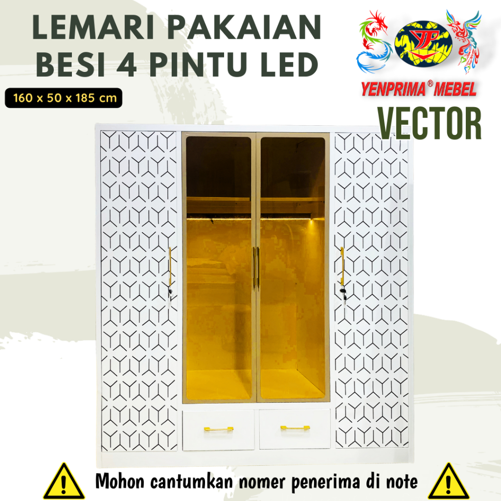 Jual Lemari Pakaian 4 Pintu / Lemari Besi / Lemari LED Putih / Vector ...