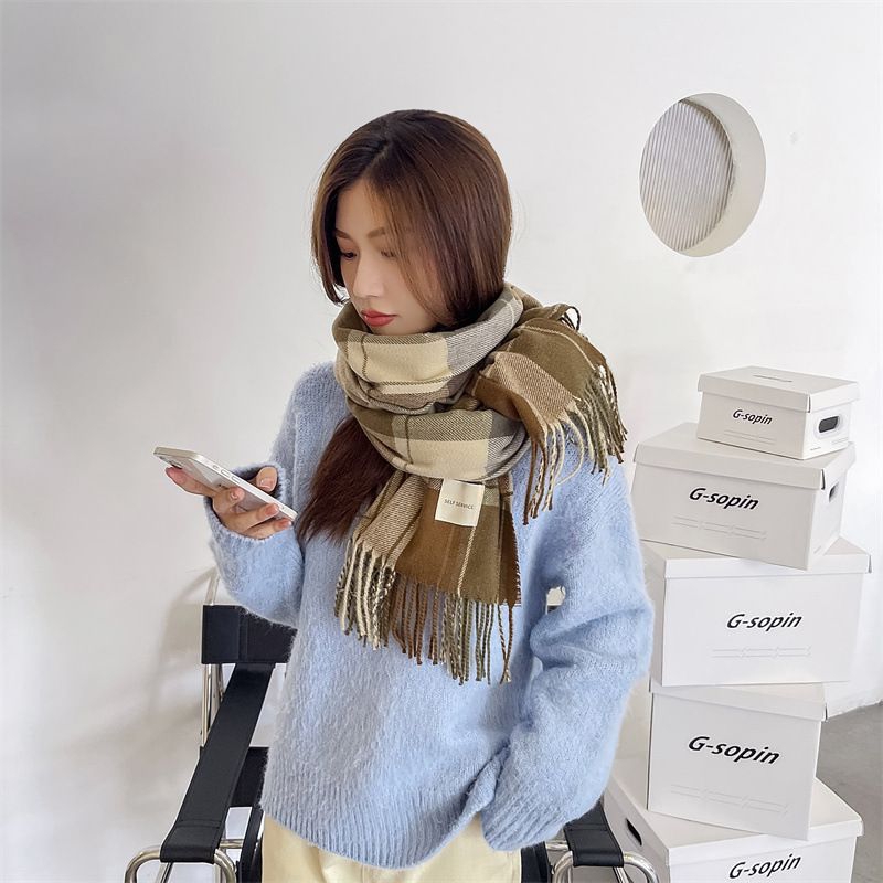 Jual NEW Syal Korea Scarf Wool Cashmere Immitation Fashion Winter ...
