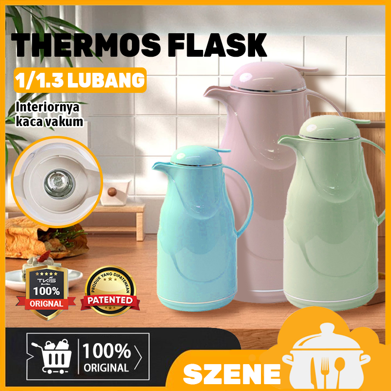 Jual 1300ML TERMOS AIR PANAS BAHAN KACA LUAR PLASTIK WATER JUG 1.3 ...