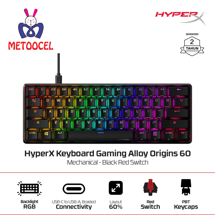 Jual HyperX Keyboard Gaming Alloy Origins 60 - 60% Size Wired RGB ...
