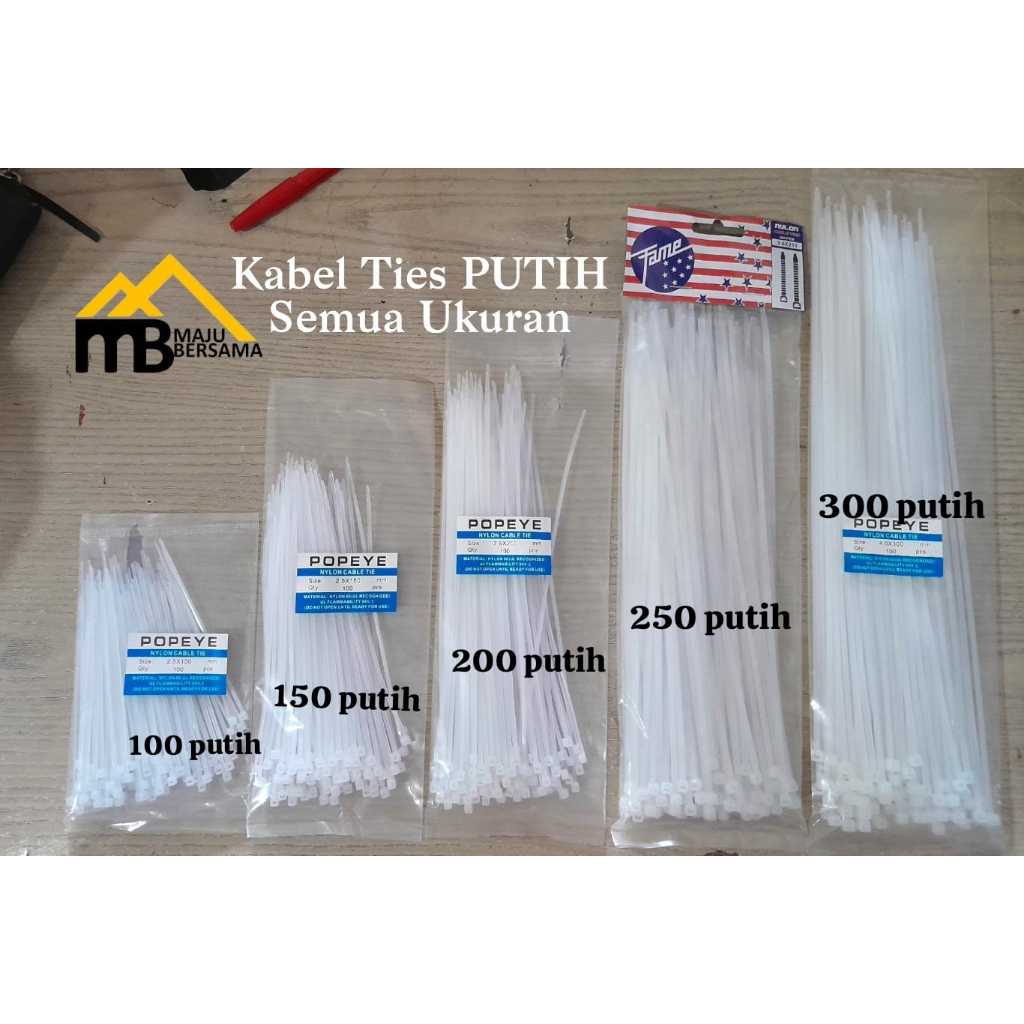 Jual Kabel Ties [PUTIH] 10cm/15cm/20cm/25cm/30cm (1pack isi @100pcs) | Shopee Indonesia