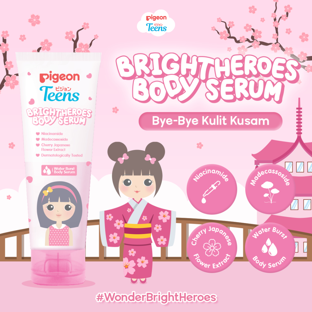 Jual Pigeon Teens Bright Heroes Body Serum 100ml | Body Serum Remaja ...