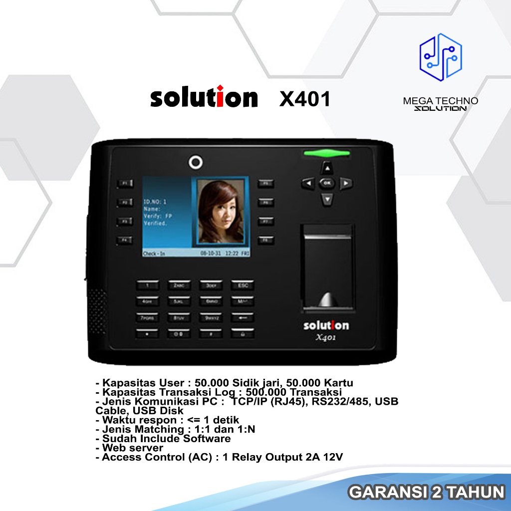 Jual Mesin Absensi Sidik Jari Kartu Password Solution - X401 Kapasitas Besar support Access ...