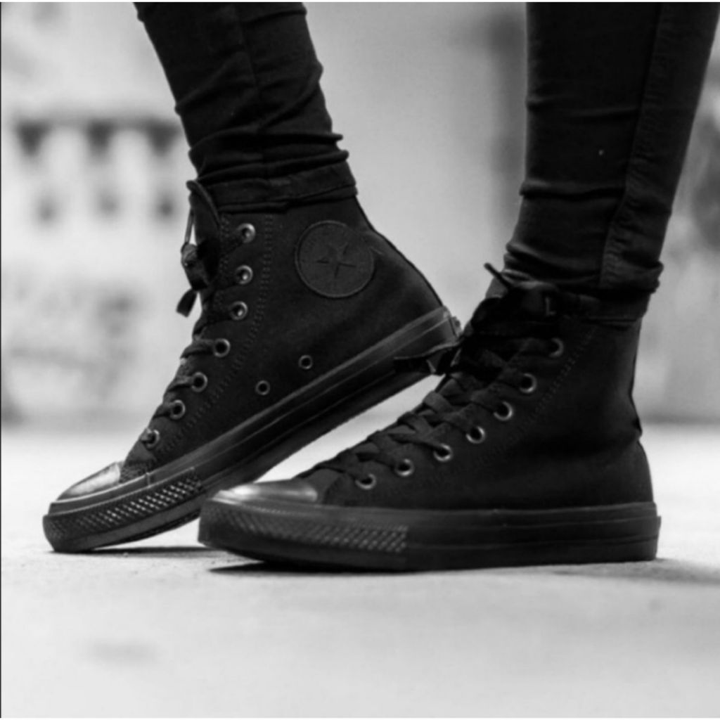 Jual Sepatu Sekolah Converse All Star Full Hitam | Shopee Indonesia