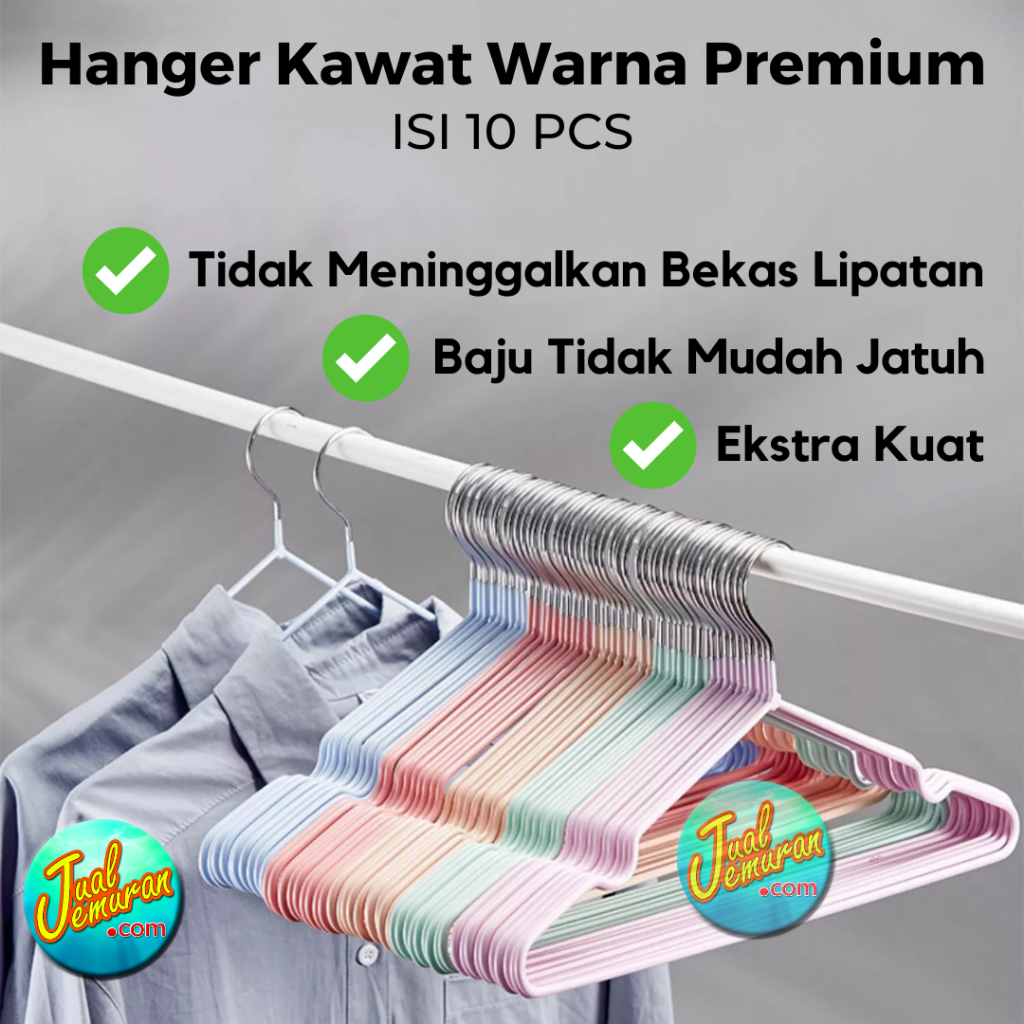 Jual Hanger Pakaian Anti Slip Warna Premium / Gantungan Baju Dewasa ...