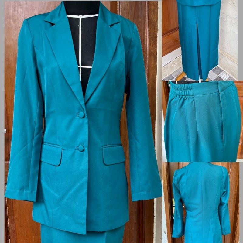 Jual Seragam PKK Nasional warna hijau tosca FREE PIN || Blazer ...