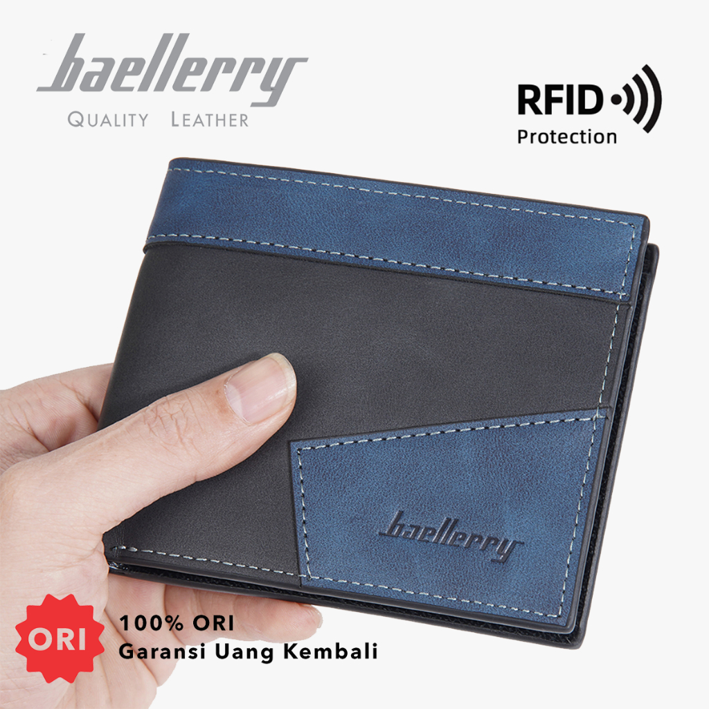 Jual BAELLERRY D3041 Dompet Pria RFID Protect Bahan Kulit PU Leather ...