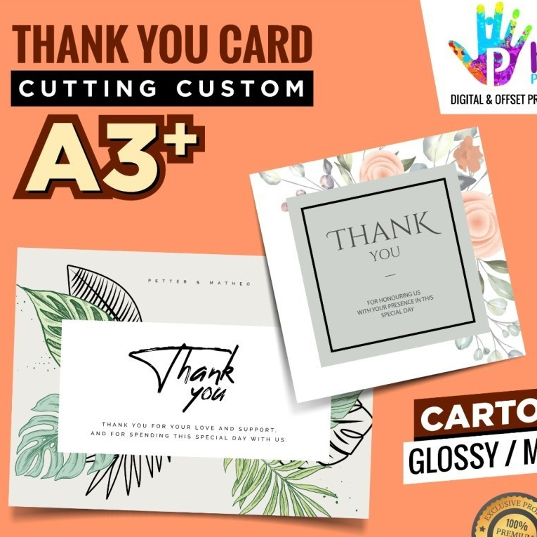 Jual Cetak Thank You Card Custom - Kartu Ucapan Custom - A3+ Bahan Variasi | Shopee Indonesia