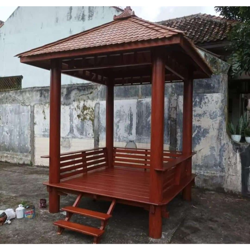 Jual Saung Kayu Kelapa Atap Sirap Kayu Ulin Model Minimalis | Gasebo ...