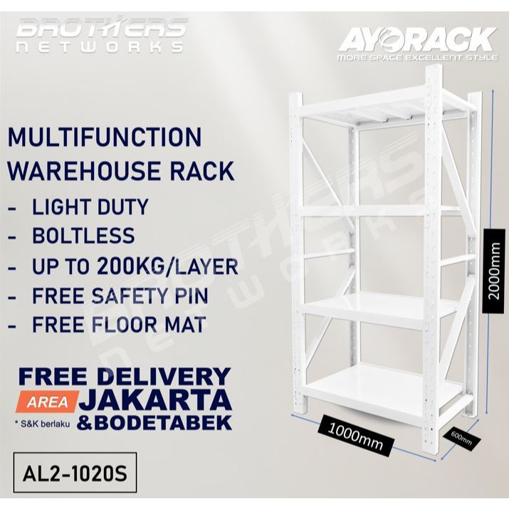 Jual RAK GUDANG 200KG / LAYER RAK BESI 1 METER 4 TINGKAT | AL2-1020S LIGHT DUTY RACK | Shopee ...