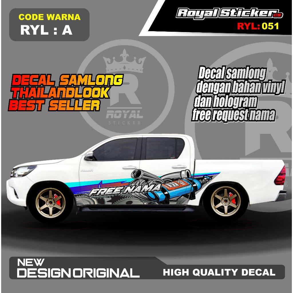 Jual RYL051-STIKER DECAL VARIASI MOBIL HILUX DOBLE CABIN SIAP PAKAI ...