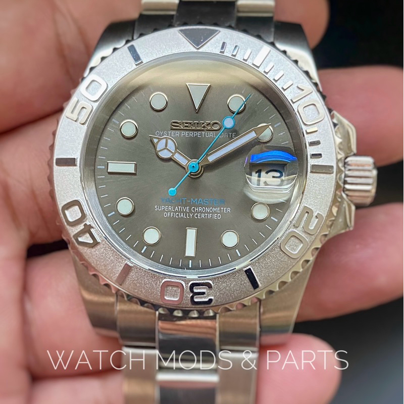 Jual Seiko Mod SeikoMod YachtMaster Rhodium Grey Mesin Seiko 4R35B ...