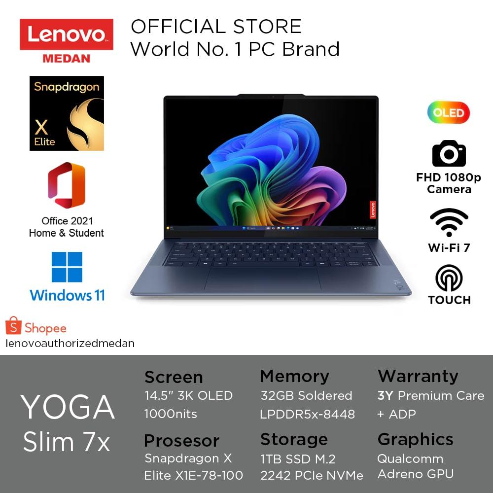 Jual Lenovo Yoga Slim 7x 14Q8X9 10ID, Snapdragon X Elite/32GB/1TB SSD ...