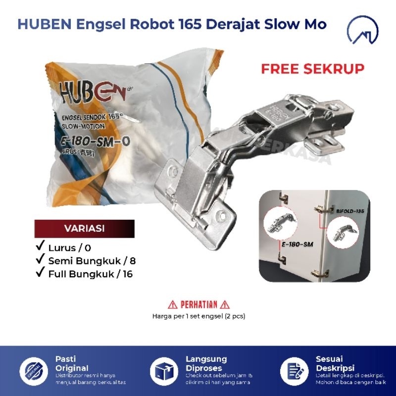 Jual (Isi 2) HUBEN Engsel Sudut 165 Derajat Engsel Buaya Slow Motion ...