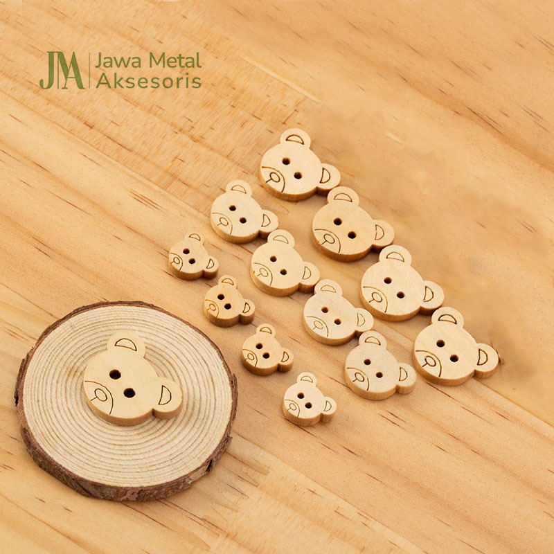 Jual Jawa Timber Button Kancing Kayu Beruang Teddy Bear Baju Anaka Lucu ...