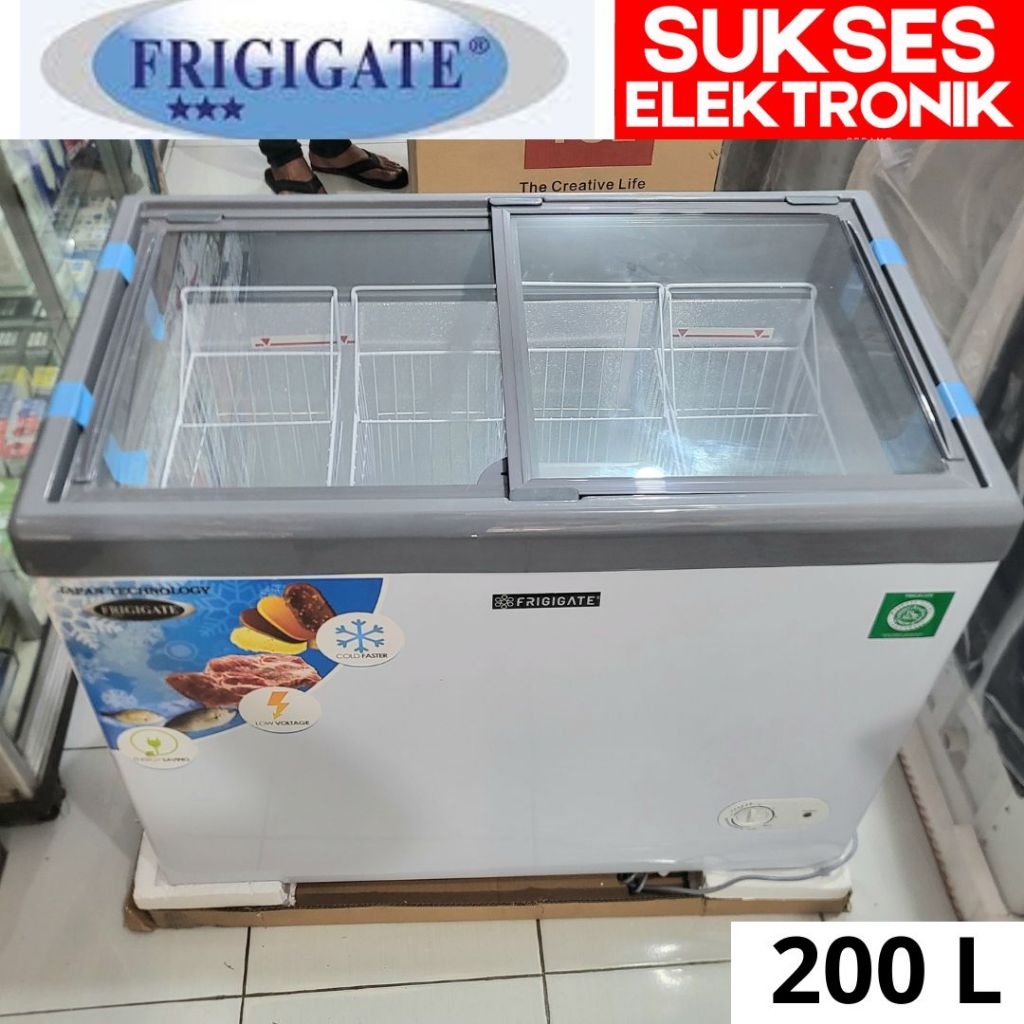 Jual CHEST FREEZER SLIDING FRIGIGATE 200L F-210SDF / FREEZER BOX KACA ...