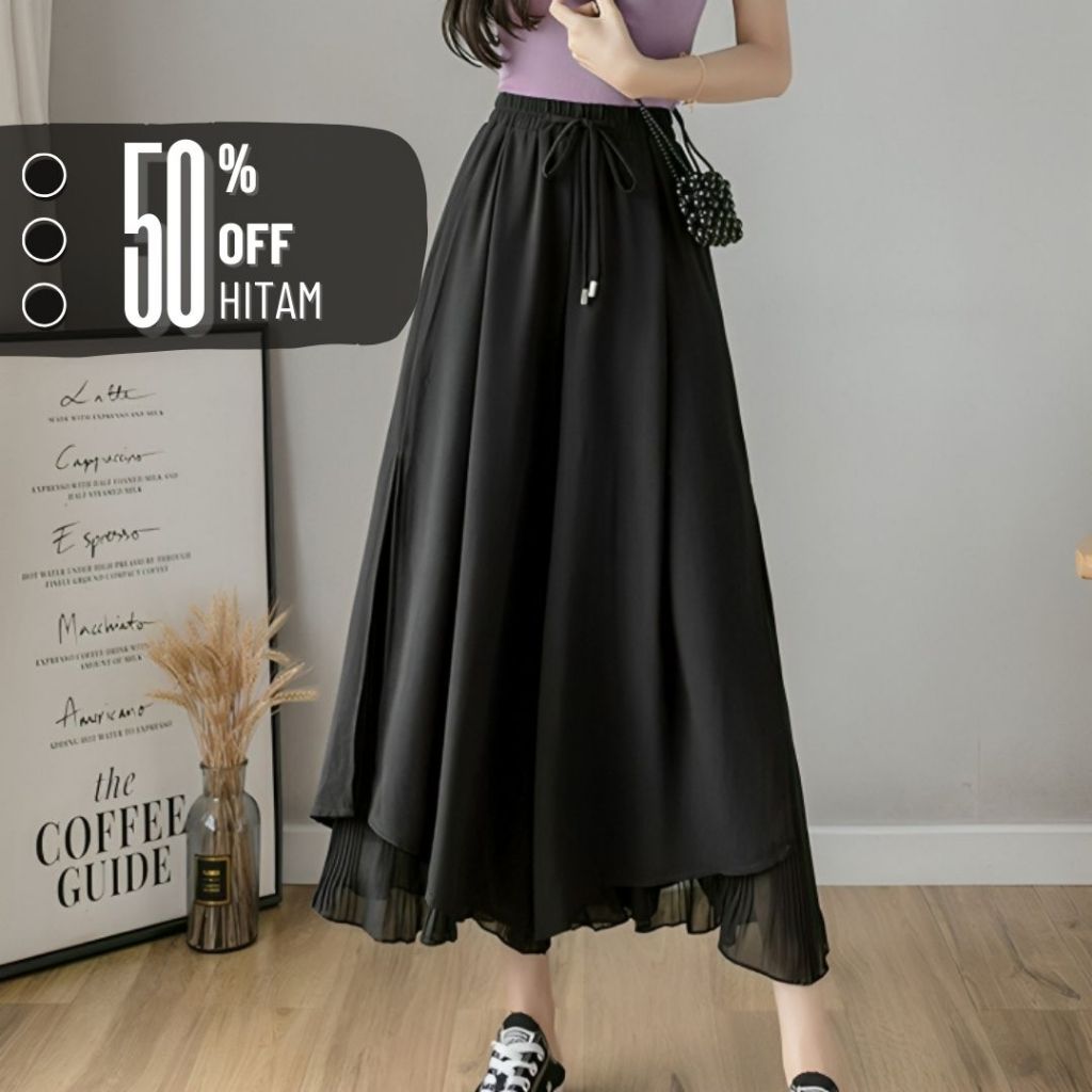 Jual Celana Kulot Wanita Hitam Neoya Korean Stlye | Shopee Indonesia