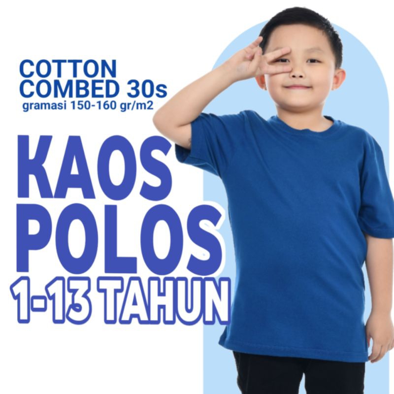 Jual KAOS POLOS ANAK COTTON COMBED 30S 100% UMUR 1-13 TAHUN | Shopee Indonesia