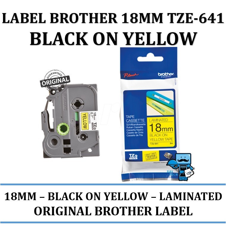 Jual Brother Label Tape TZE-641 18MM Black On Yellow - Kami Master ...