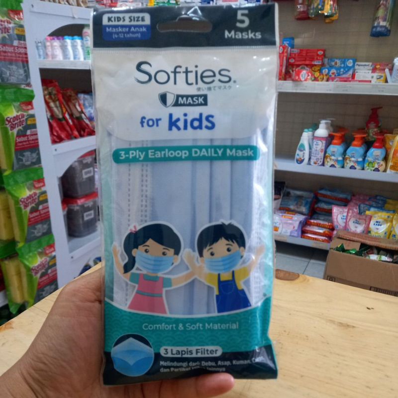 Jual Softies Masker Anak 3-ply Daily Mask isi 5Pcs | Shopee Indonesia