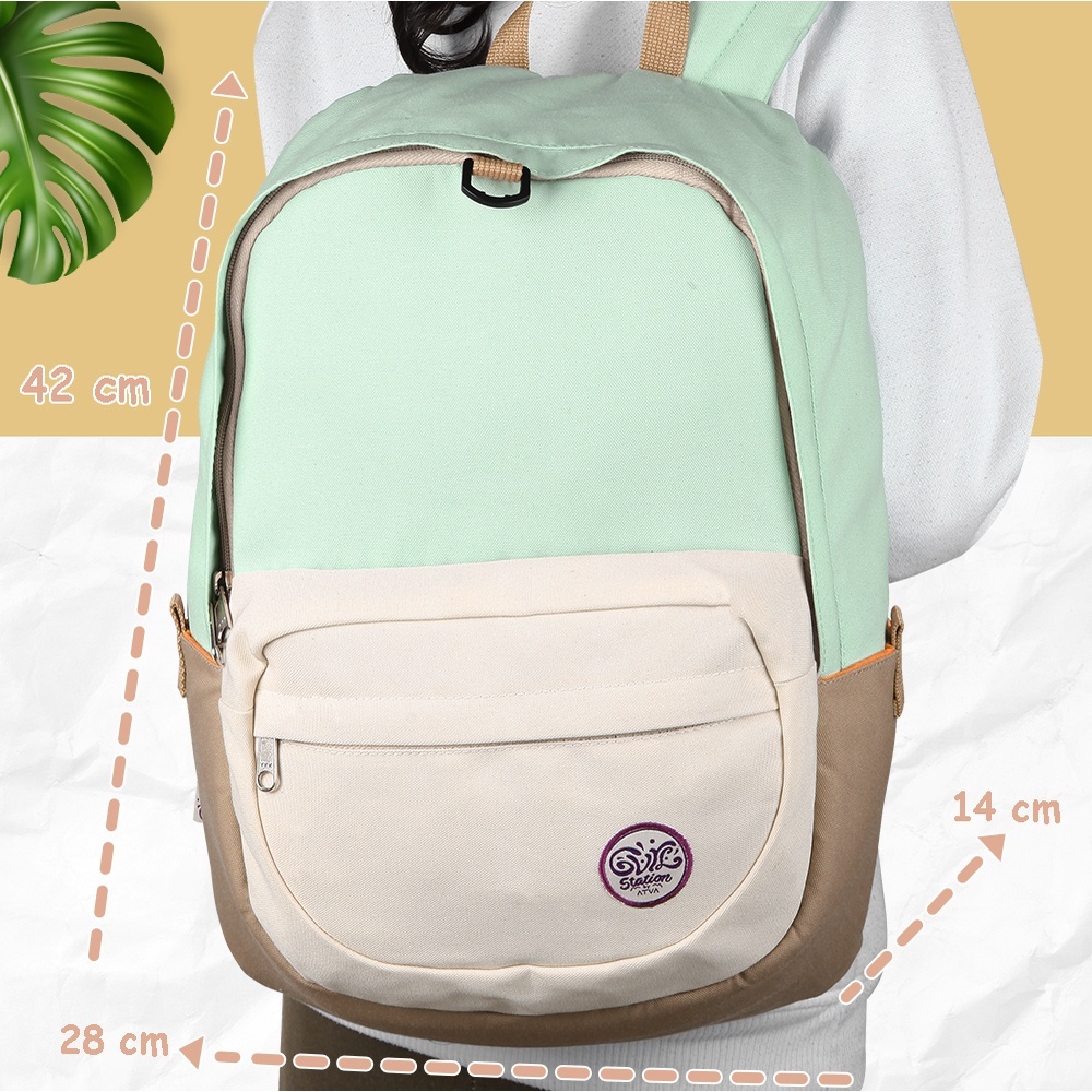 Jual Freya Sage Green Tas Ransel Wanita Daily Backpack Kanvas Sekolah ...