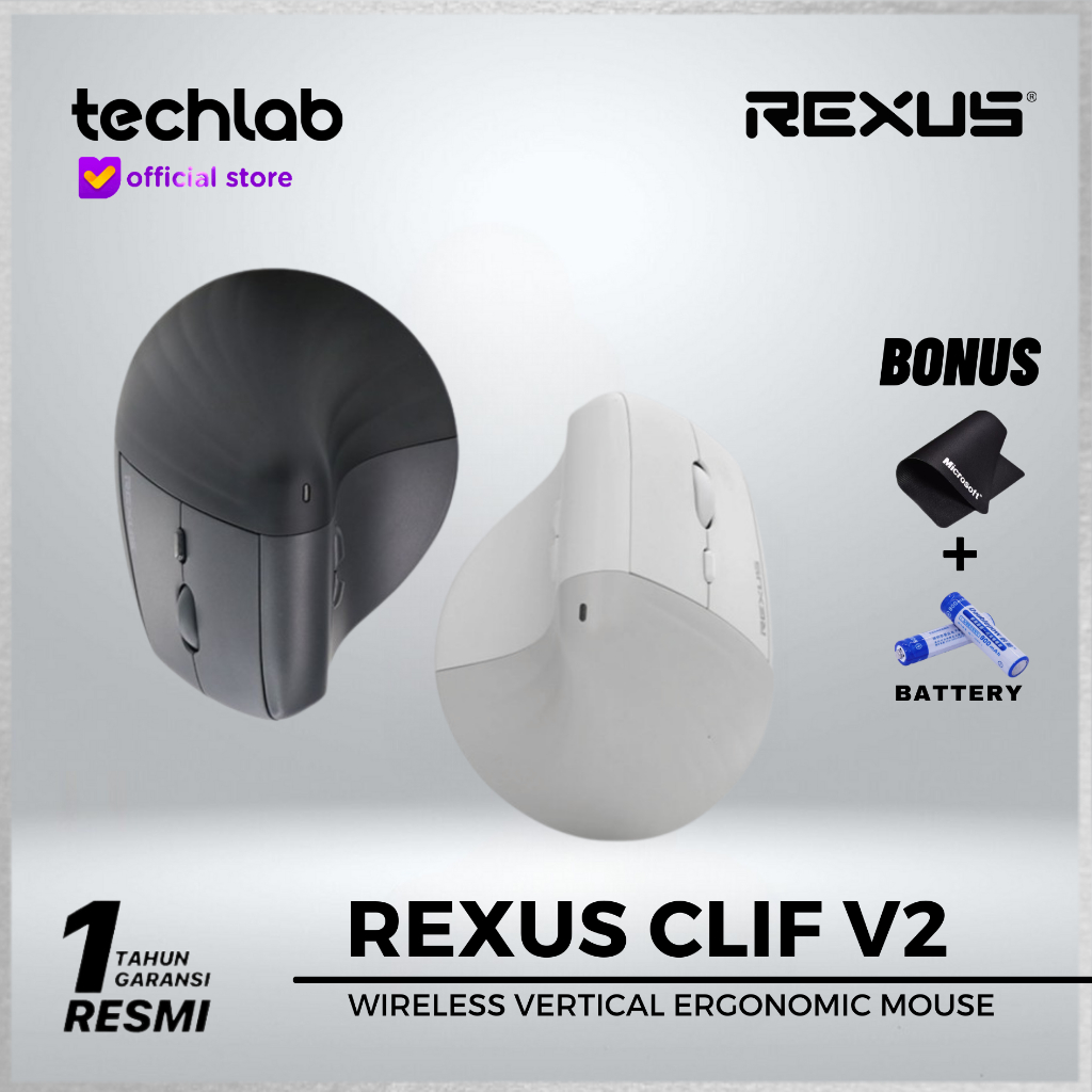 Jual Rexus Clif V2 / Gen II Wireless Bluetooth Vertical Ergonomic Mouse ...