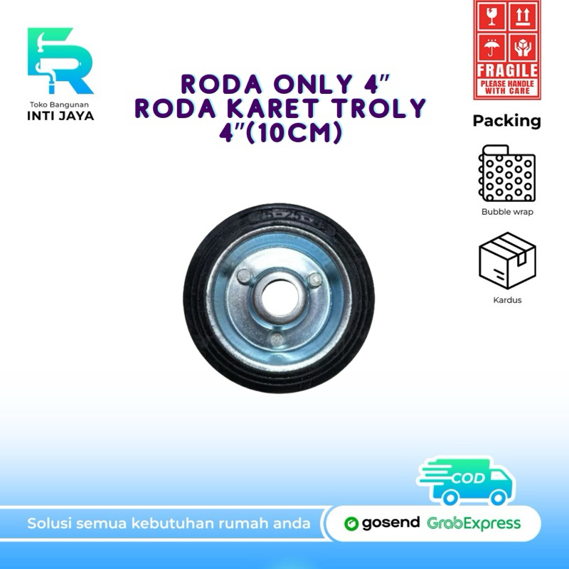 Jual RODA ONLY 4” / Roda Karet Troly Troli 4” / Roda Karet Saja 4” inch ...