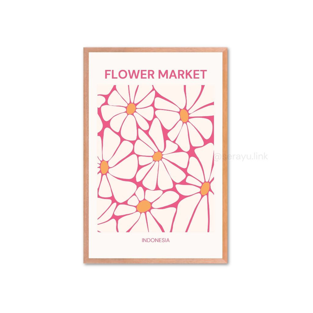 Jual Poster Toko Bunga "Flower Market" Plus Bingkai Kayu Aesthetic ...