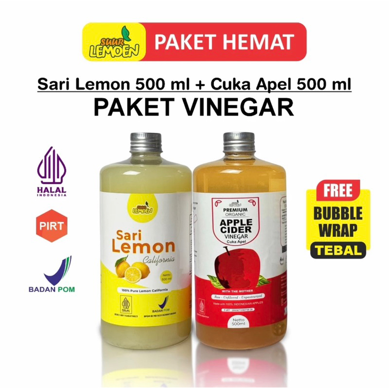 Jual SUUR sari lemon dan cuka apel 500ml vinegar with mother | Shopee ...