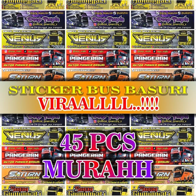 Jual STICKER BUS BASURI 72PCS UKURAN BESAR (MURAH) | Shopee Indonesia