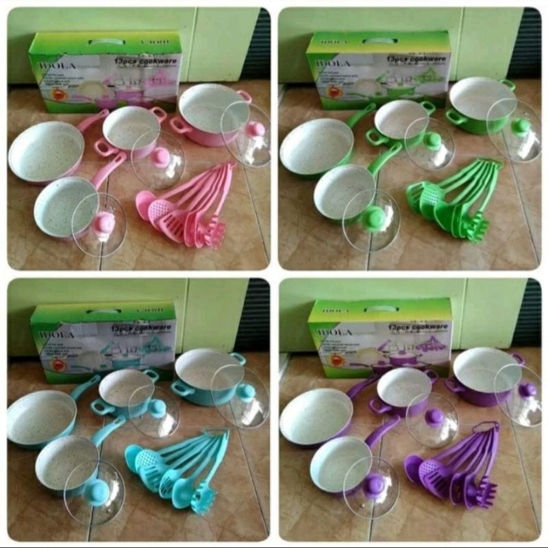 Jual PANCI COOKWARE SET MARBLE 13PCS panci set teflon marble panci set ...